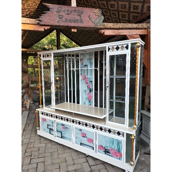 Jual BUFFET sideboard aluminium kaca/ Bifet rak tv minimalis | Shopee ...