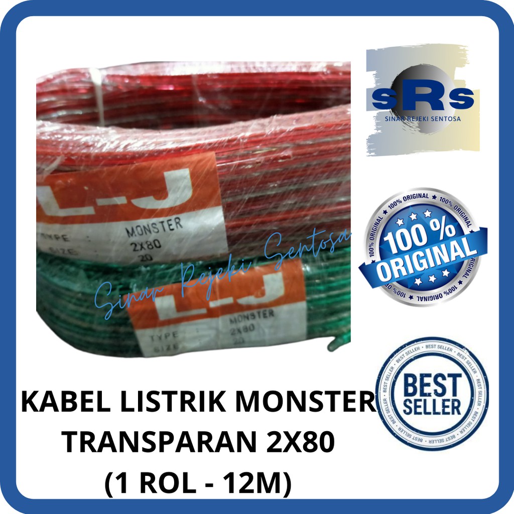 Jual KABEL LISTRIK MONSTER TRANSPARAN 2X80 - 1ROL 20M | Shopee Indonesia