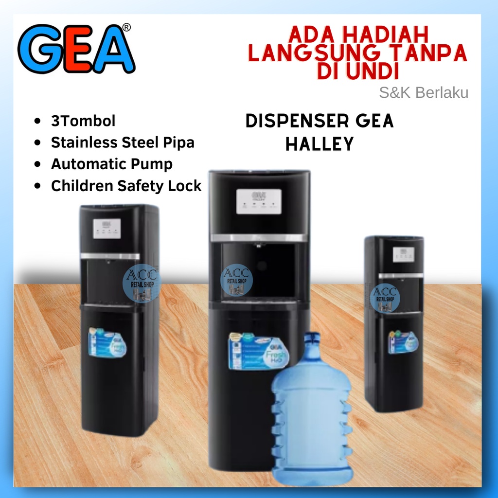 Jual DISPENSER GEA HALLEY GALON BAWAH 3 KRAN, GARANSI RESMI | Shopee ...