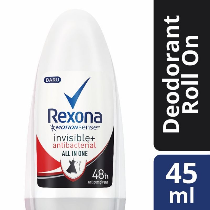 Jual Rexona Deodorant Roll On Invisible All In One 45ml Anti Bakteri | Shopee Indonesia