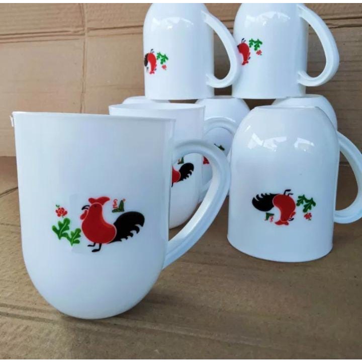 Jual Promo 1 Lusin Gelas Mug Plastik Ayam Jago / Gelas Plastik Murah ...