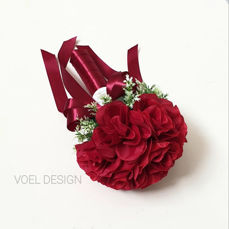 Jual buket pernikahan size M wedding handbouquet MAROON | Shopee Indonesia