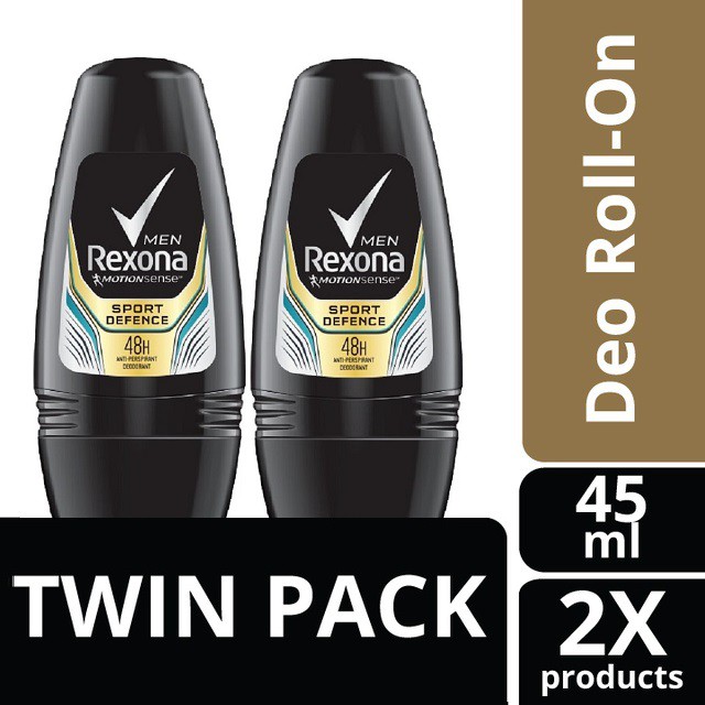 Jual Rexona Men Deodorant Roll On Sport Defence 45ml Anti Bakteri Twin Pack | Shopee Indonesia