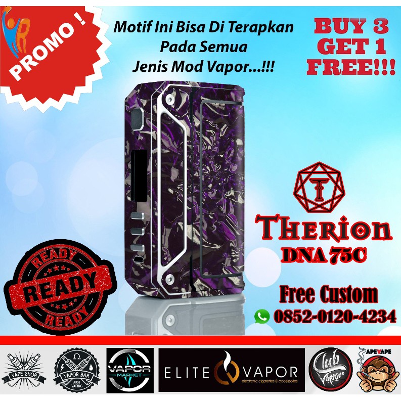 Jual Original Garskin Mod Vapor Therion Dual 18650 DNA 75C Motif Resin ...