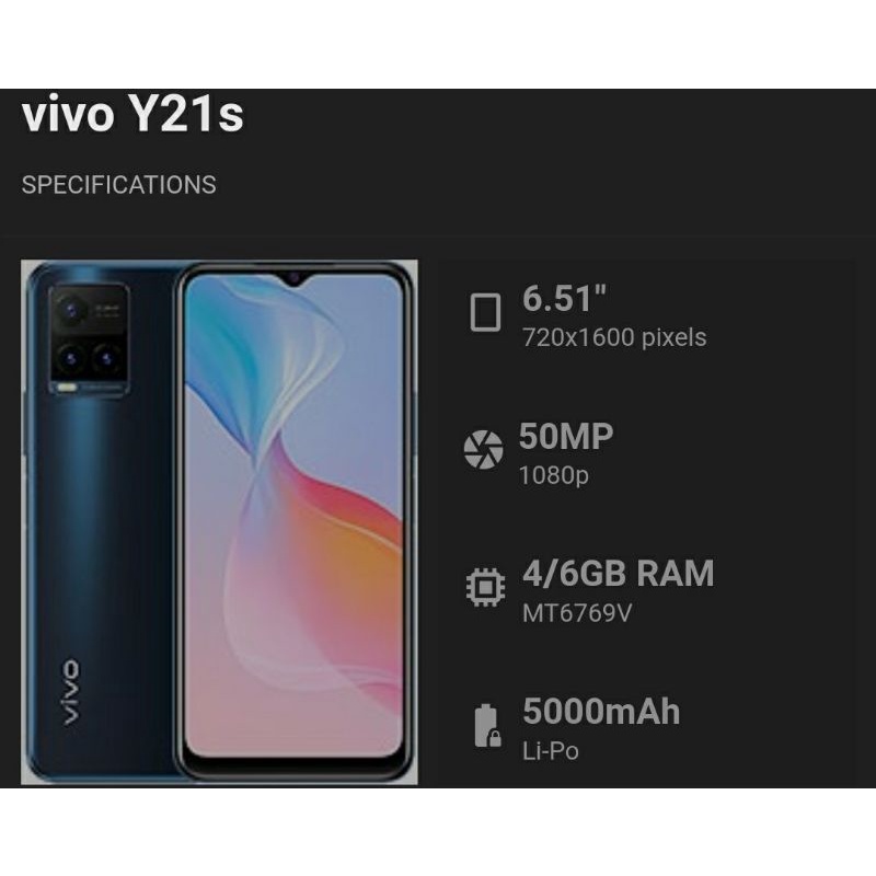 Jual Vivo Y21S 4/128 Black | Shopee Indonesia