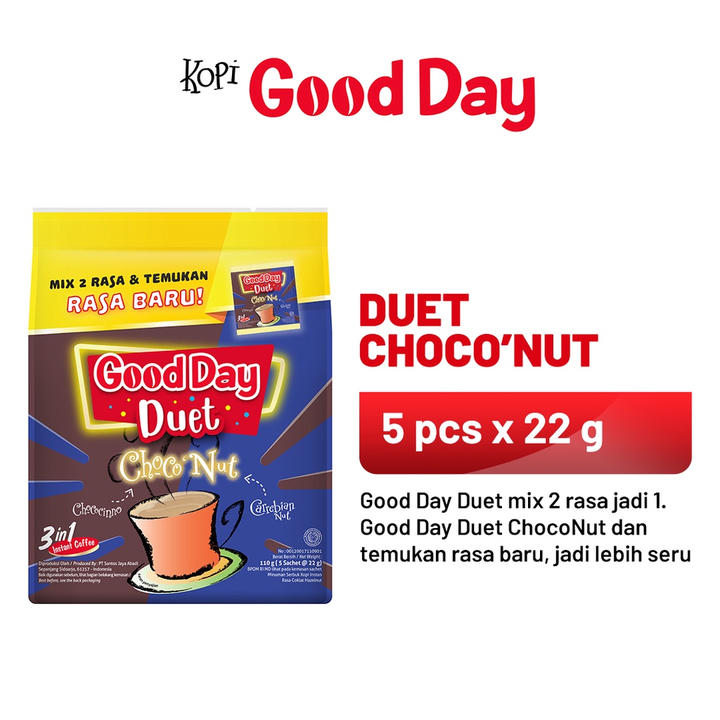 Jual GOOD DAY DUET CHOCO'NUT 1 Bag (5 x 22 gram) | Shopee Indonesia