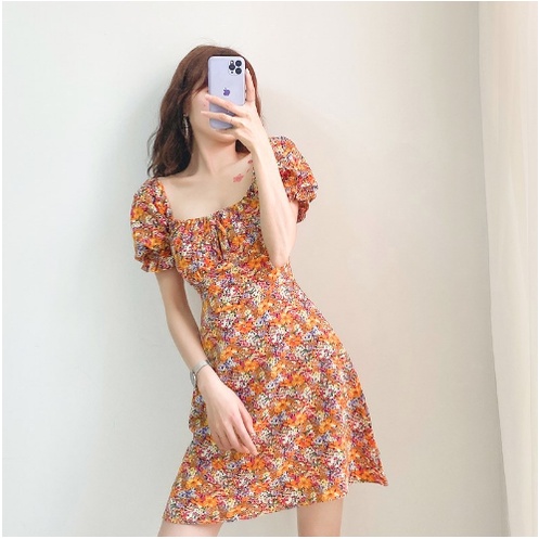 Jual Bunga Mini Dress Atasan Warna Oranye dan Ungu - Dress Casual ...