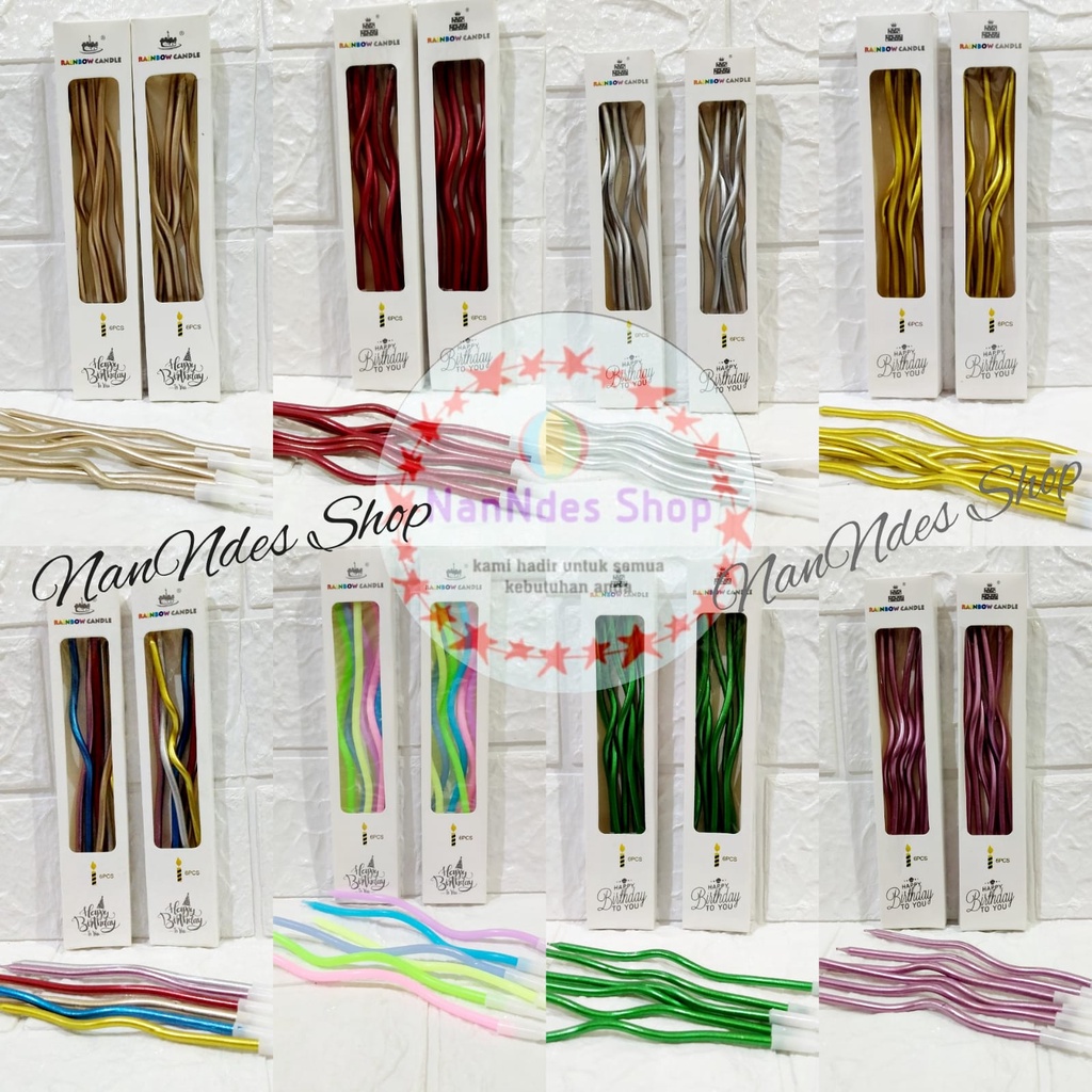Jual 6 Pcs Lilin Spiral Panjang Chrome/ Lilin Ulang Tahun Spiral Ulir ...