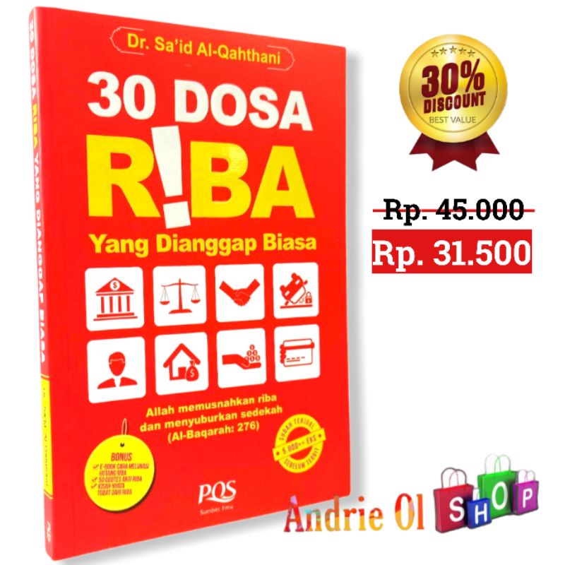 Jual Buku 30 Dosa Riba Yang Dianggap Biasa plus Kisah Nyata | PQS ...