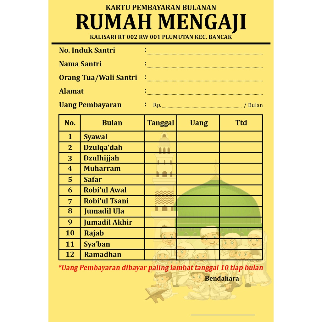 Jual KARTU IURAN PEMBAYARAN SPP - KARTU SUMBANGAN PAUD TPA SD MI SMP ...