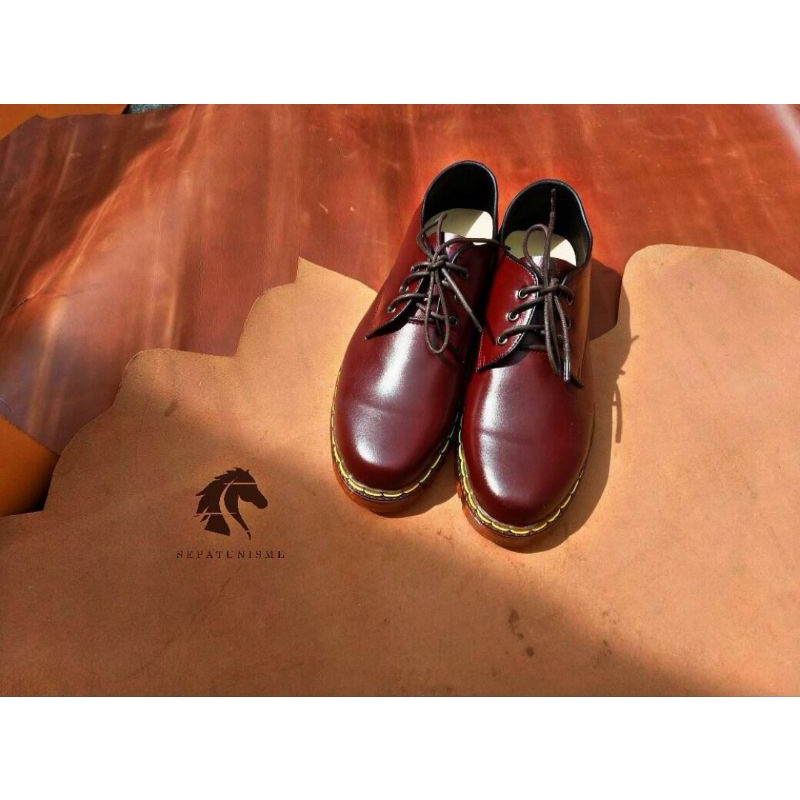 Jual Sepatu Kulit Derby Merah Maroon | Shopee Indonesia