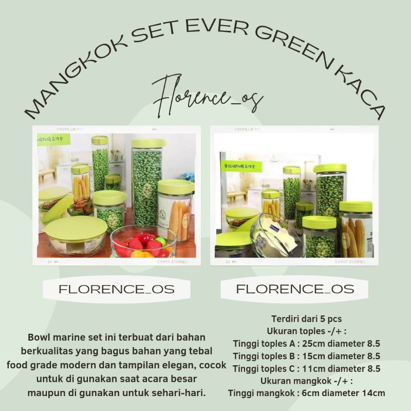 Jual FLO - Mangkok set ever green kaca marine mangkok bowl set | Shopee ...