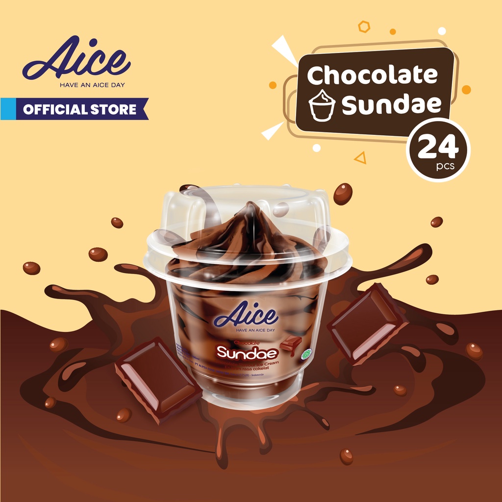 Jual Aice Ice Cream Chocolate Sundae cup ( 1 karton = 24 pcs ) | Shopee ...
