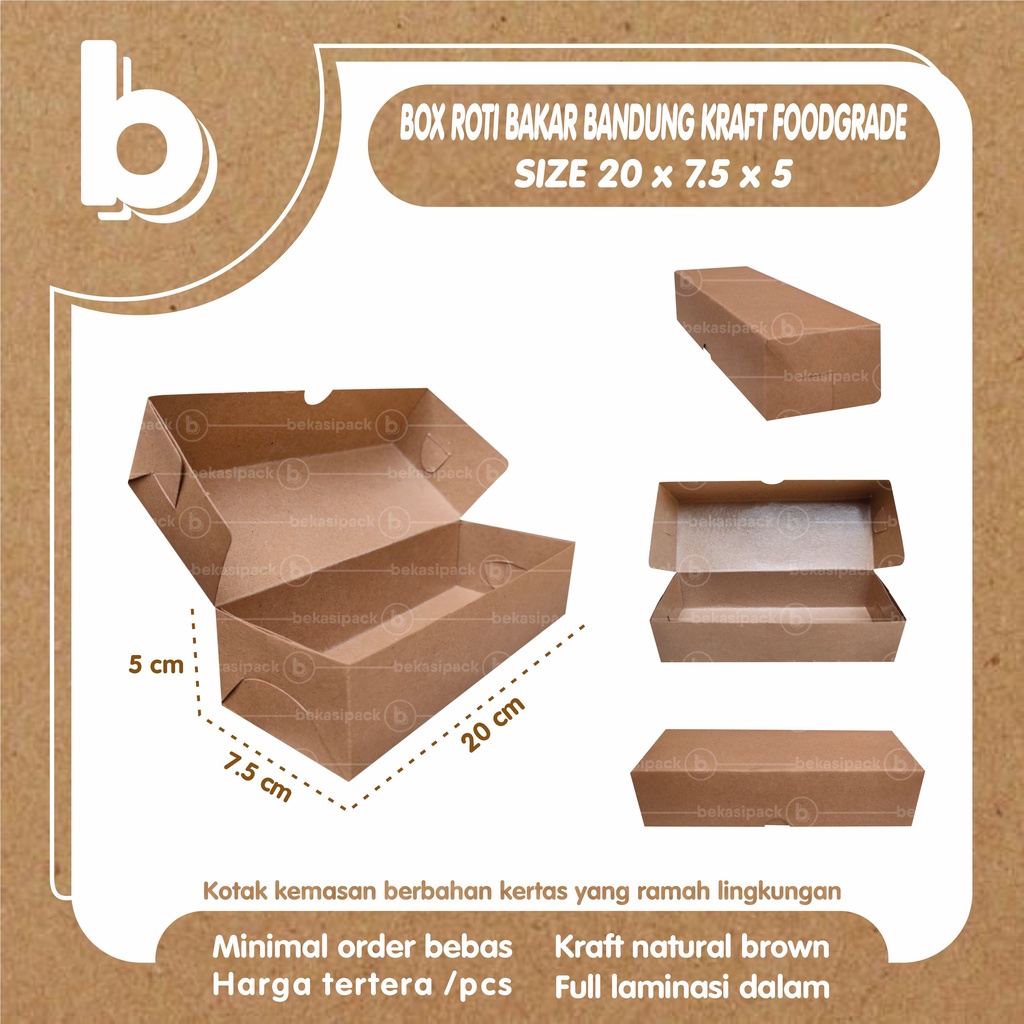 Jual Box Roti Bakar Bandung Kraft Foodgrade 20x7.5x5 I BRBBKF00340 ...