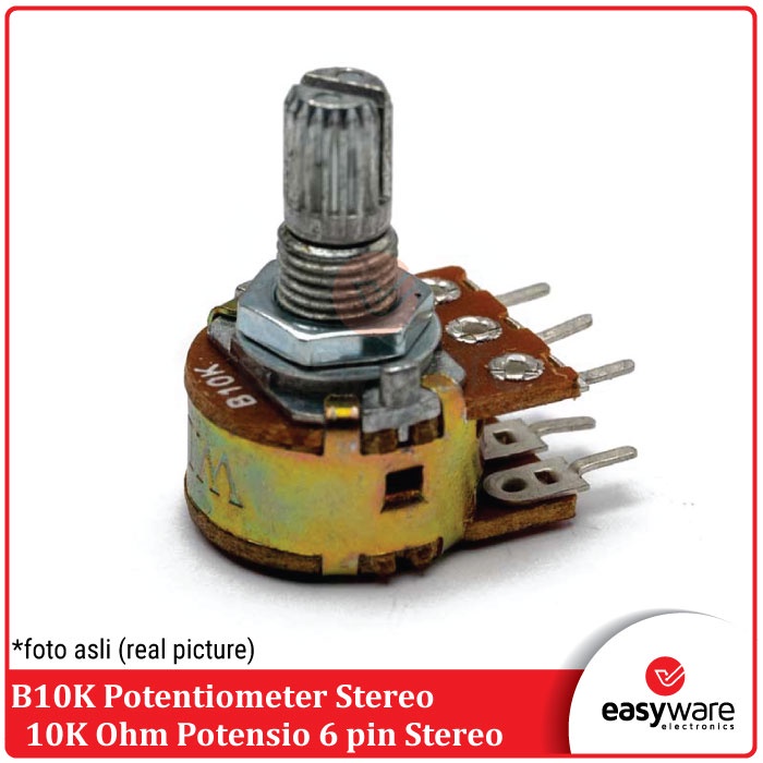Jual Potensiometer 10K Stereo B10K Potentio meter 6 pin potensio 10K ... Jual Potensiometer 10K Stereo B10K Potentio meter 6 pin potensio 10K ...