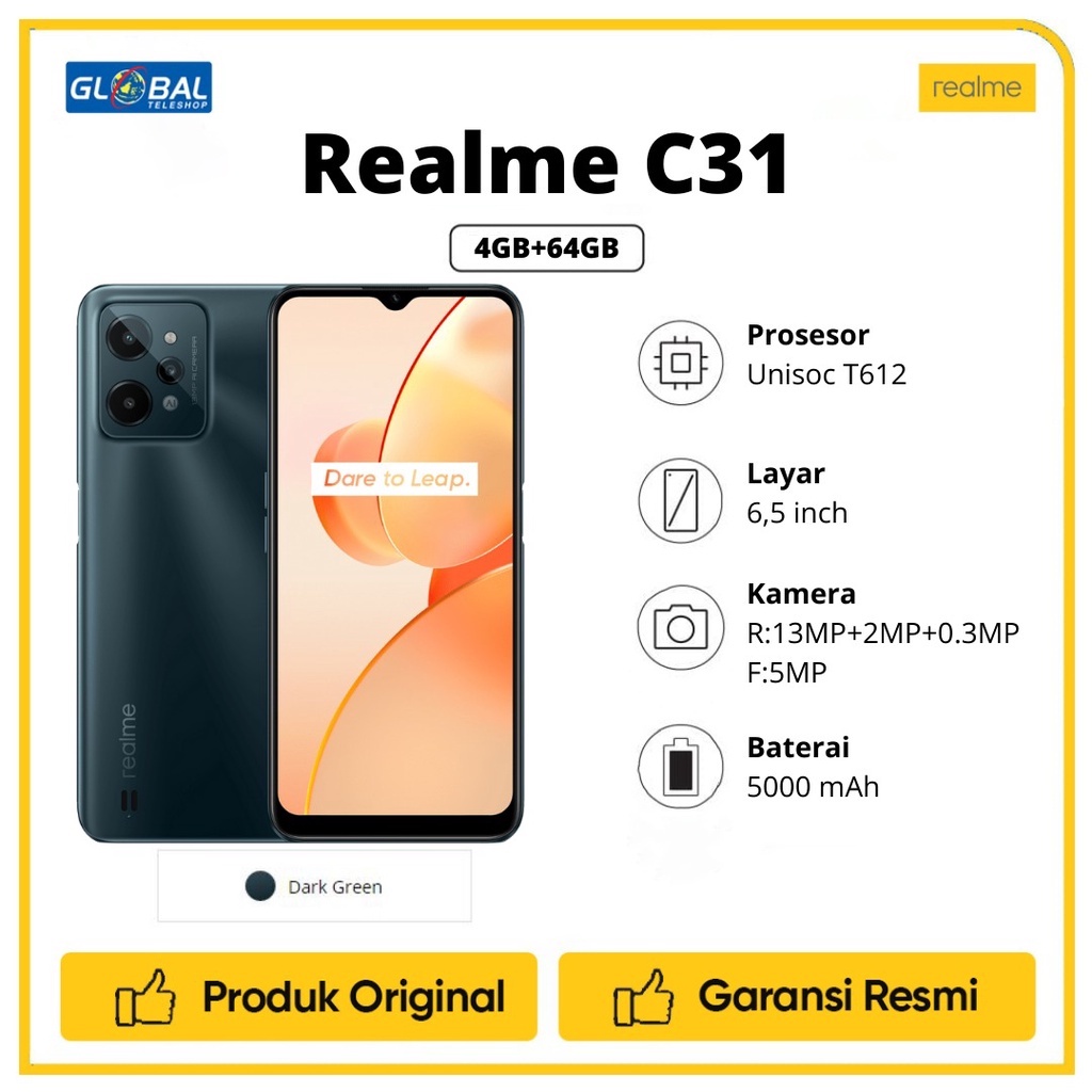 Jual Realme C31 Smartphone (4/64GB) Garansi Resmi | Shopee Indonesia