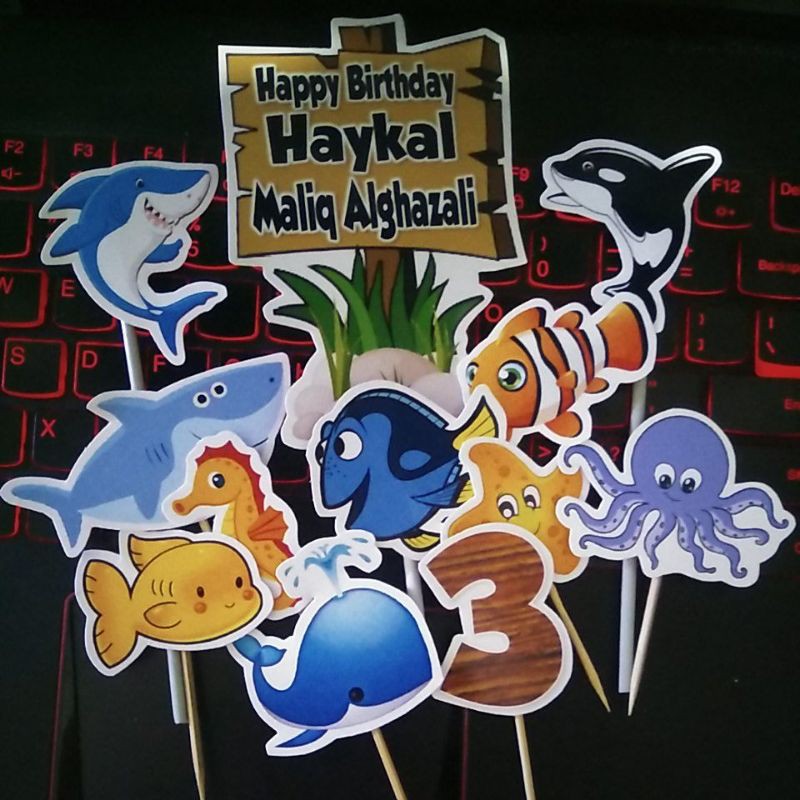 Jual topper hiasan kue tema ikan laut fish sea animal 300623f | Shopee ...