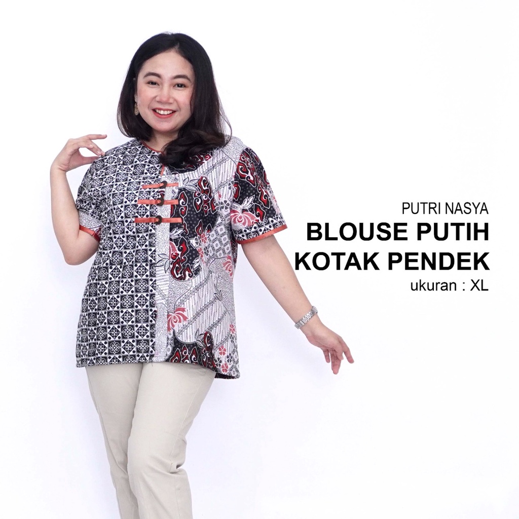Jual Blouse Big Size Wanita Atasan Batik Jumbo Kerja S M L Xl Xxl 3l 4l