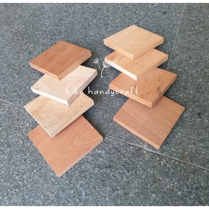 Jual Potongan kayu persegi, bahan coaster 8*8*1cm | Shopee Indonesia