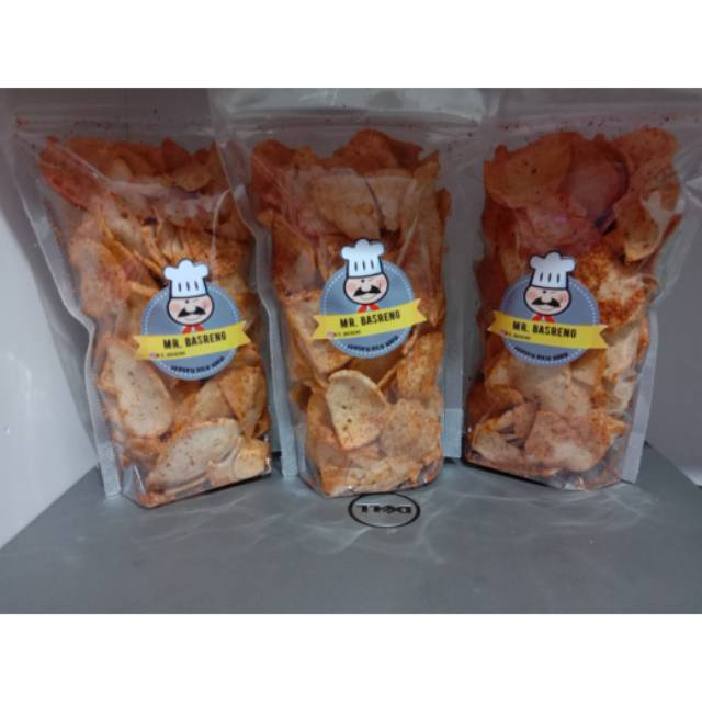 Jual Mr.basreng (keripik bakso goreng) kemasan pouch 12*20, isi 100gr ...
