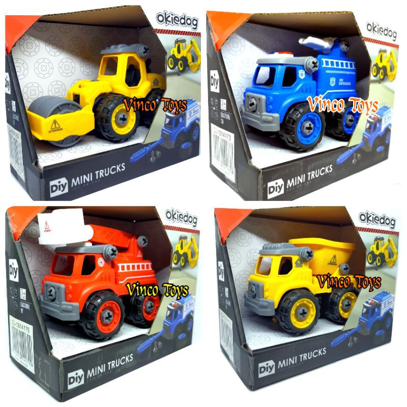 Jual Truk bongkar pasang OKIEDOG DIY MINI TRUCK fire truck dump truck ...