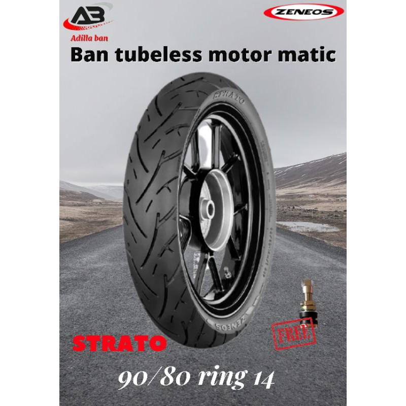 Jual BAN TUBELESS MOTOR MATIC ZENEOS STRATO 90/80-14 FREE PENTIL ...
