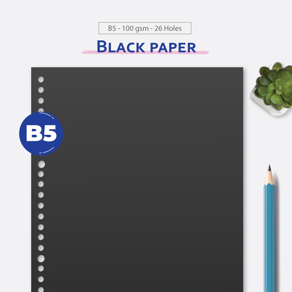 Jual Bukuqu Loose leaf B5 - L116 Hitam 80/210 gsm - Kertas File Black ...
