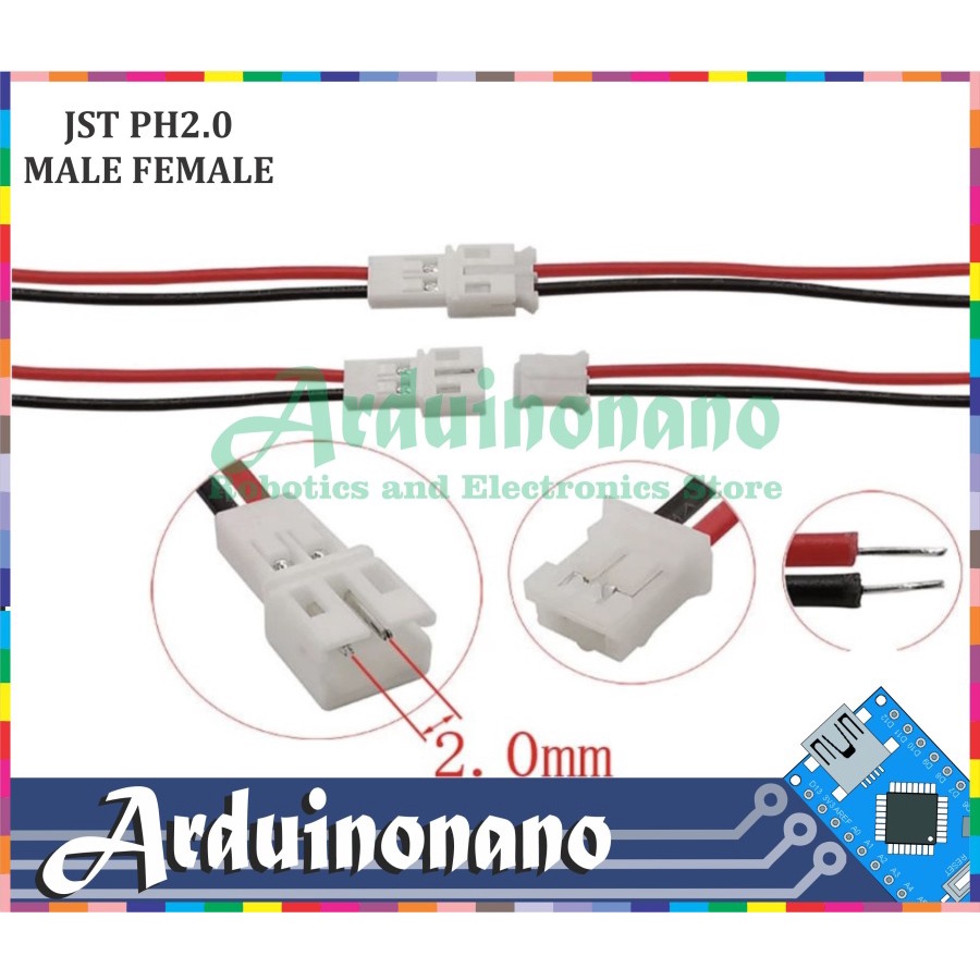 Jual Socket JST PH2.0 2p Male Female PH 2.0 2mm 2 pin soket kabel plug jack | Shopee Indonesia