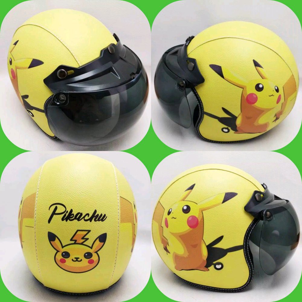 Jual Order Langsung Helm Retro bogo Dewasa Kulit Motif Pikachu Pokemon ...