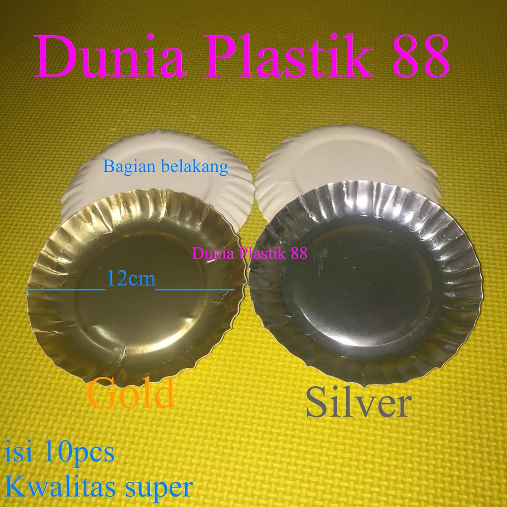 Jual isi10PCS PIRING SILVER EMAS kwalitas SUPER paper plate gold kertas kue ulang tahun ultah ...