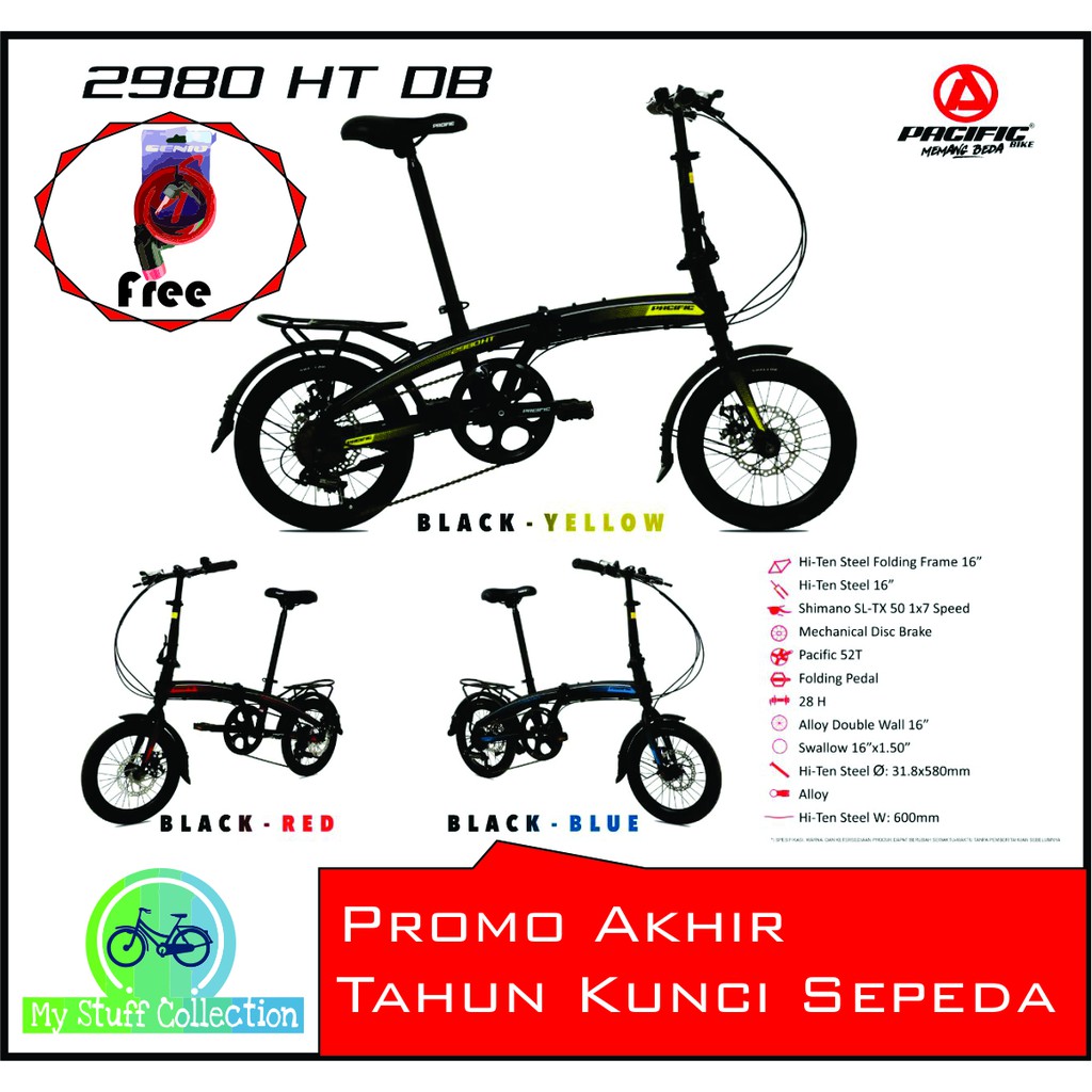 Jual *Free Rakit* Sepeda Lipat Pacific 2980 RX tipe ht ukuran 16 inch ...