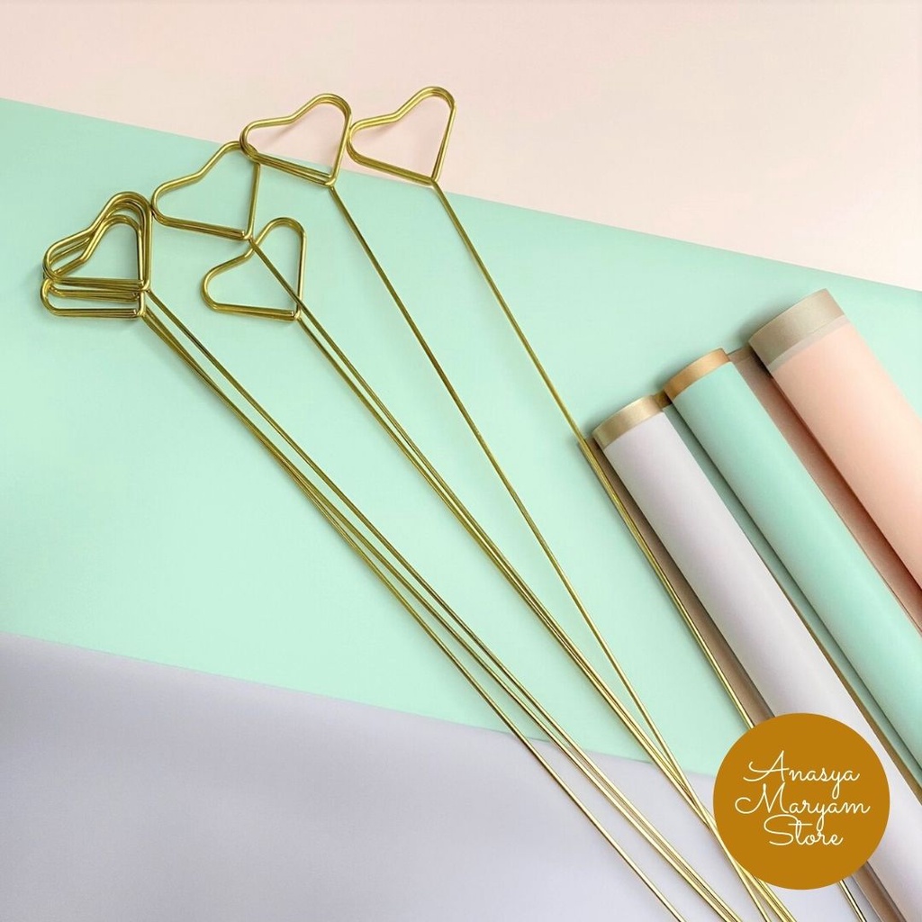 Jual Stick Card Holder Besi Gold Untuk Buket Bentuk Love - Stik Kartu ...