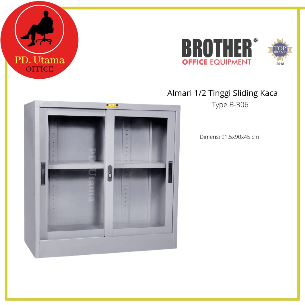 Jual Lemari Arsip Tinggi 1/2 Sliding Kaca ( Rak 1 Lembar) Brother B-306 ...