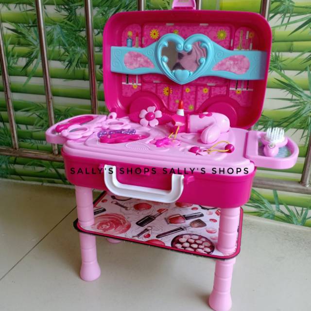 Jual Mainan Anak meja rias Make Up dressing portable suitcase | Shopee ...