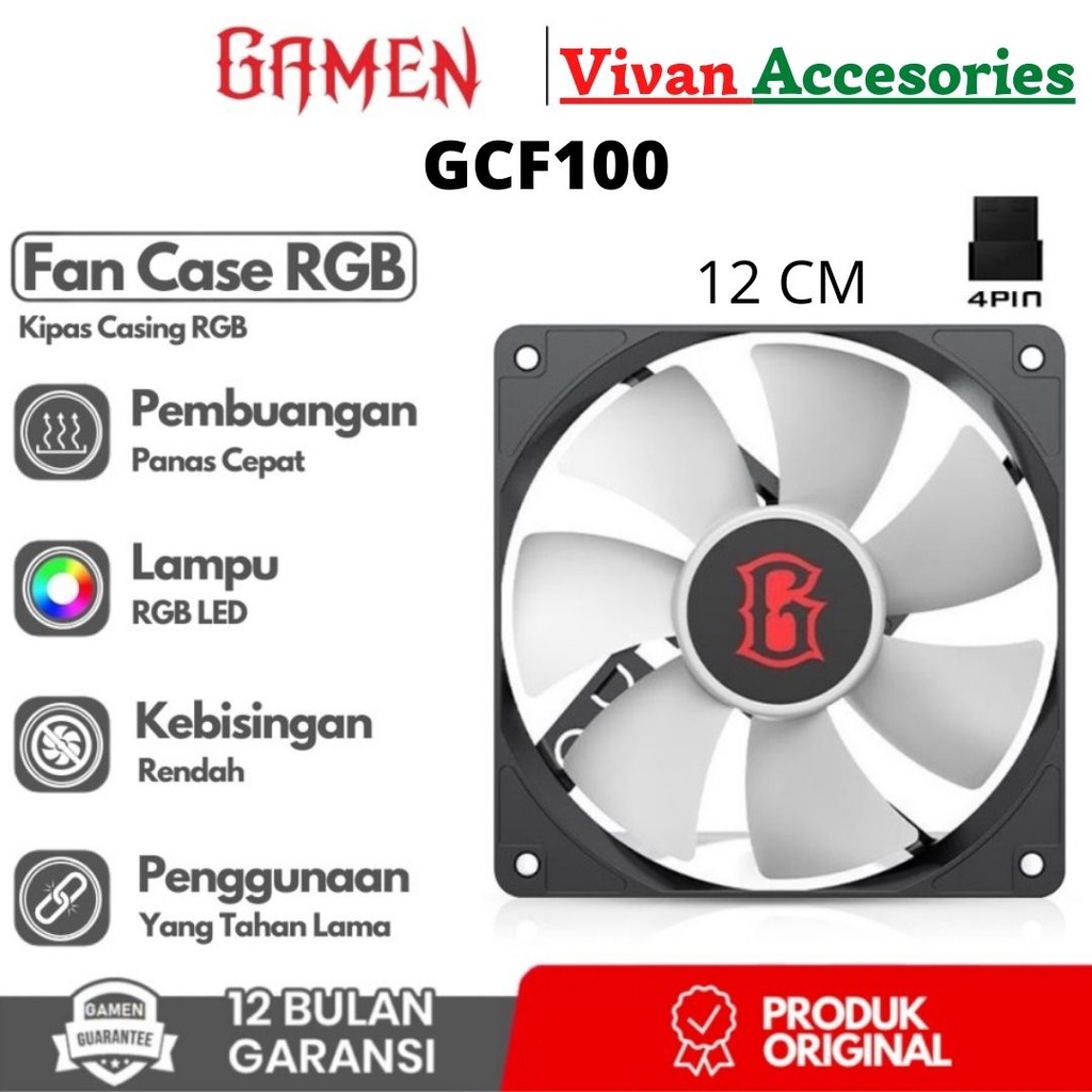 Jual Gamen GCF100 Gaming Case Cooling Fan RGB Casing PC Kipas 12CM ...
