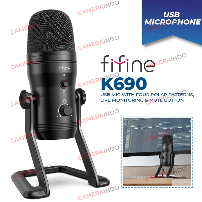 Jual MIC FIFINE K690 CONDENSER MULTI PATTERN USB PODCAST ASMR ZOOM | Shopee Indonesia