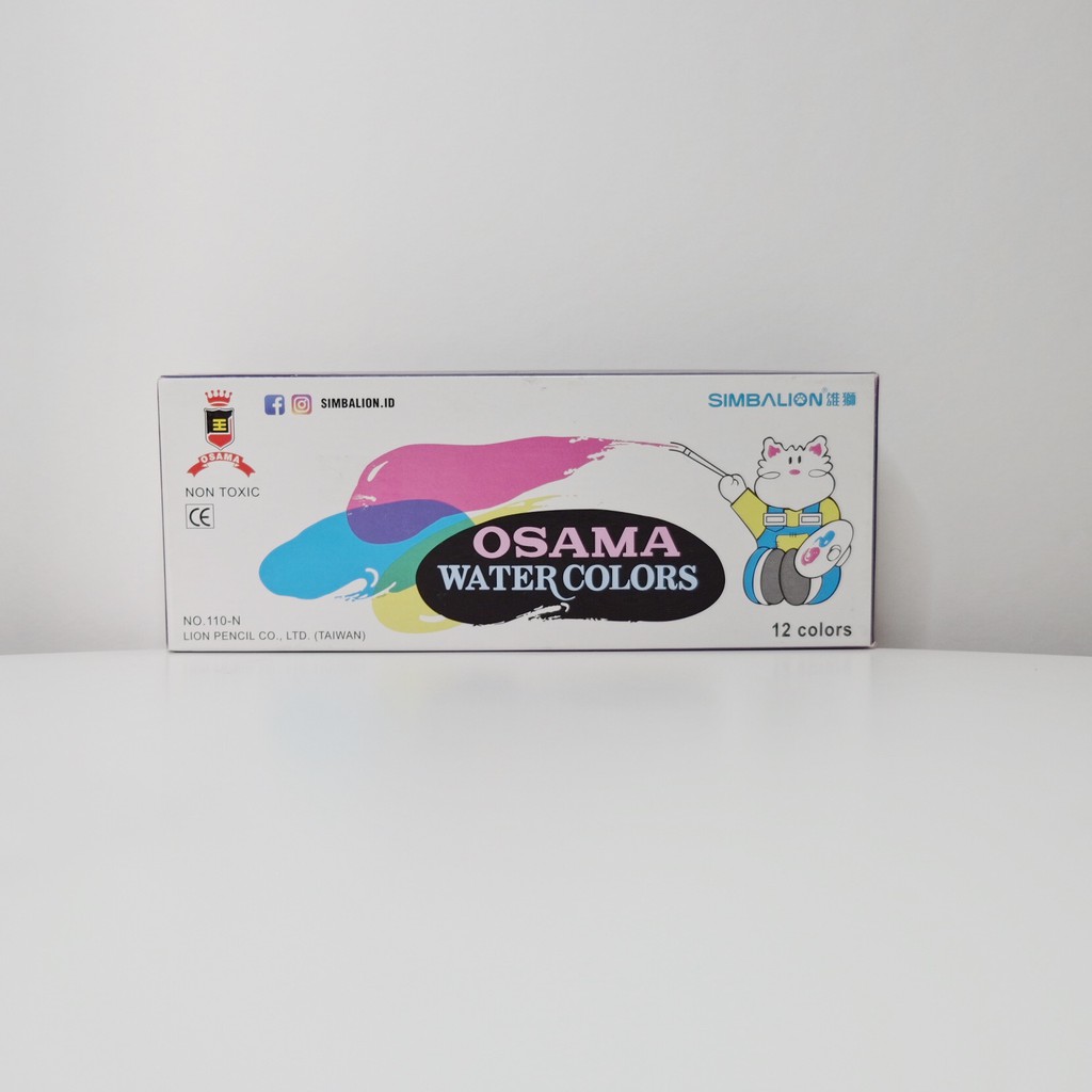 Jual OSAMA Water Colors Simbalion 12 colors/Cat Air | Shopee Indonesia