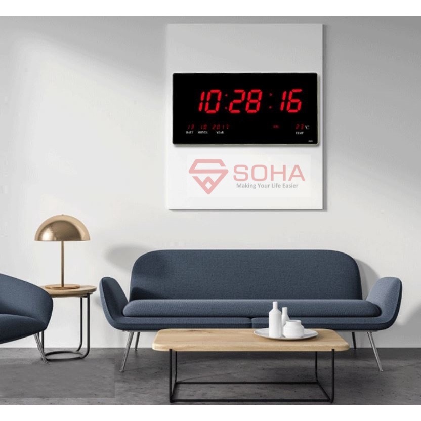 Jual Jam Digital LED Besar Bisa di Dinding / Meja Fitur Jam Hari ...