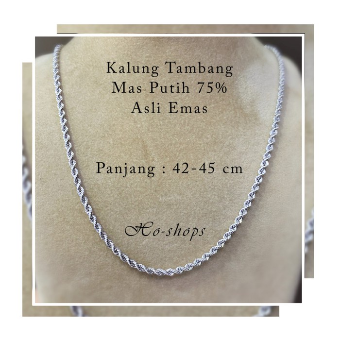 Jual Kalung Tambang Mas Putih Kadar 75% Asli Emas | Shopee Indonesia