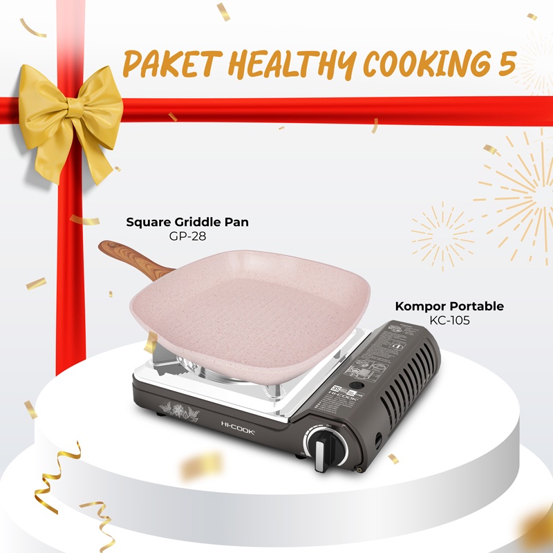 Jual Healthy Cooking 5 (Kompor Portable KC-105 + Grill Pan Anti Lengket ...
