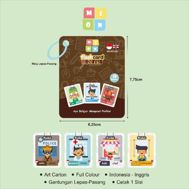 Jual Flash Card Profesi Flashcard Profesi Kartu Pintar belajar Mengenal ...