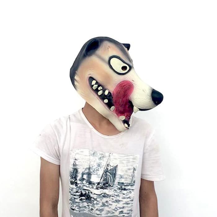 Jual Topeng anjing srigala dog wolf lucu kartun full latex halloween ...