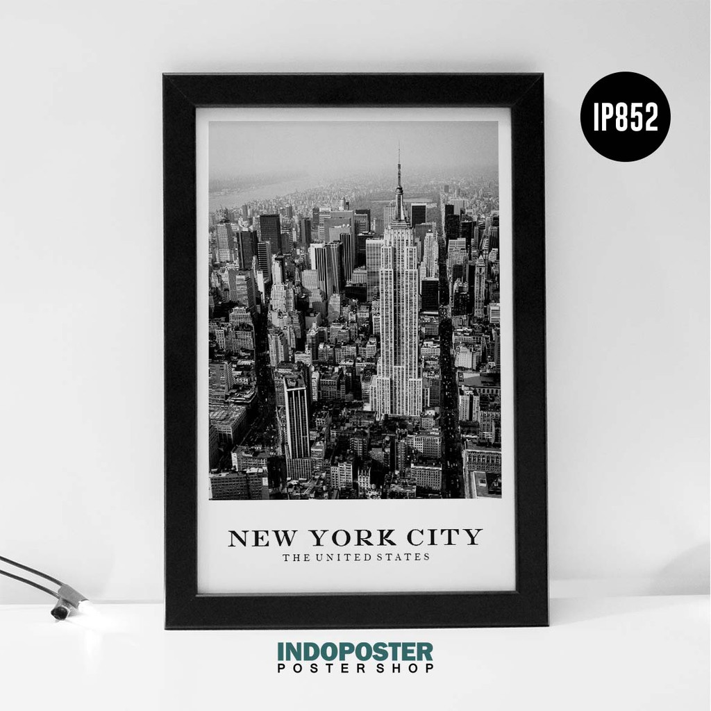 Jual Poster Kota New York City Empire State Building MonochromePoster ...