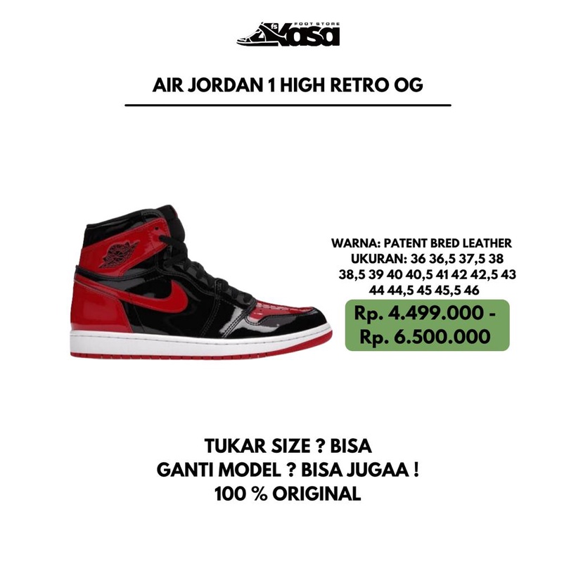 Jual Sepatu Sneakers Unisex Nike Air Jordan 1 Hi / High Retro Og Patent ...