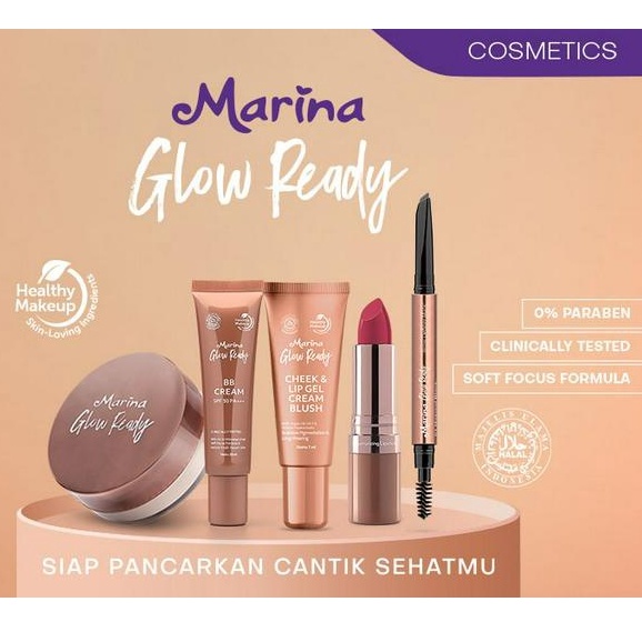 Jual Marina Glow Ready two way cake, BB Cream, Loose Powder, Blush On ...