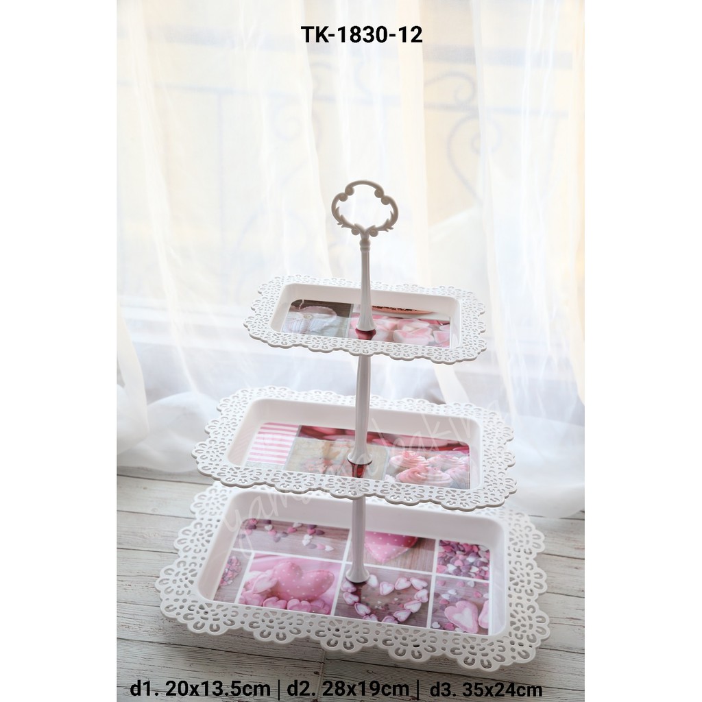 Jual TK-1830-12 Cupcake stand cake tier persegi panjang love pink 3 ...