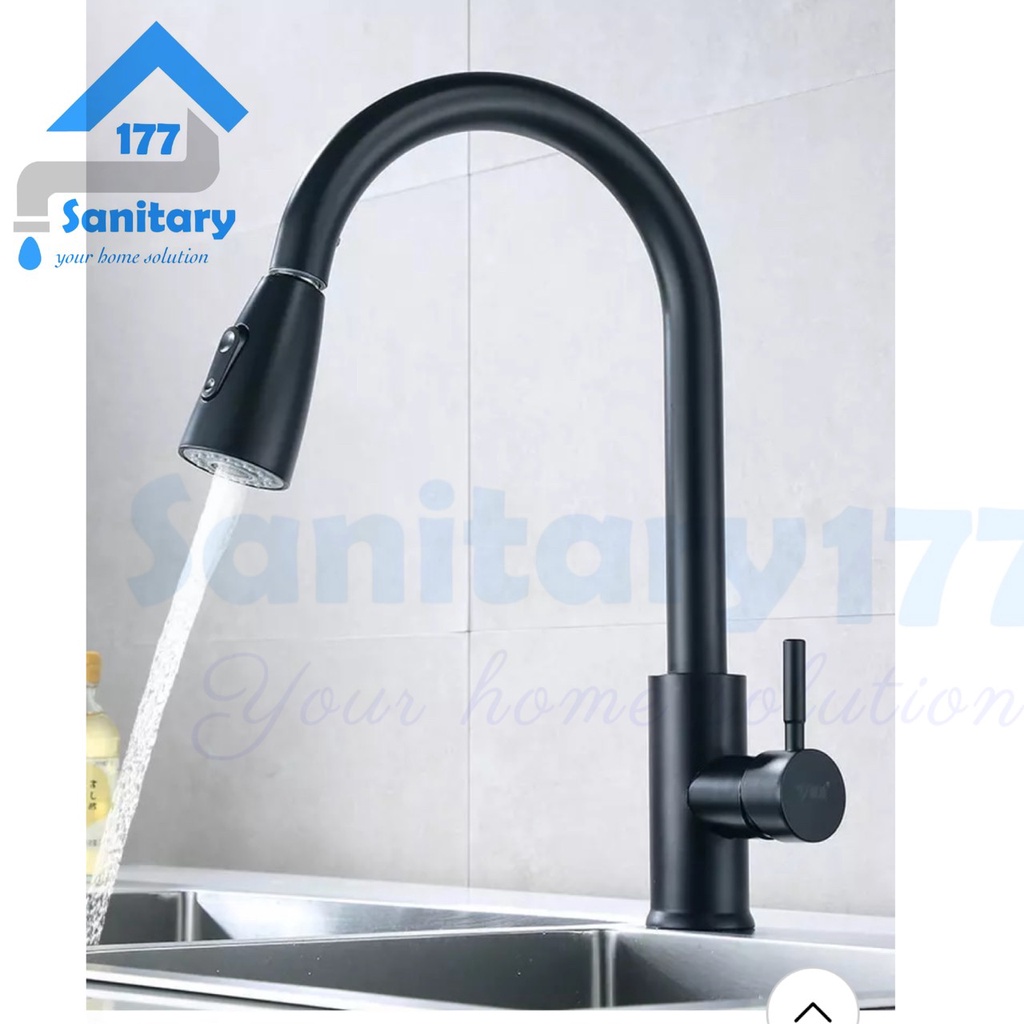 Jual Kran Sink Tarik panas dingin stainless 304 Hitam 15BL-keran air ...