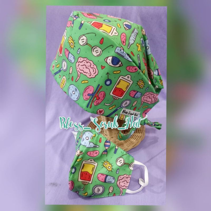 Jual Topi Bedah / Nurse Cap/ Sugical cap/ Topi Motif/Dokter | Shopee ...