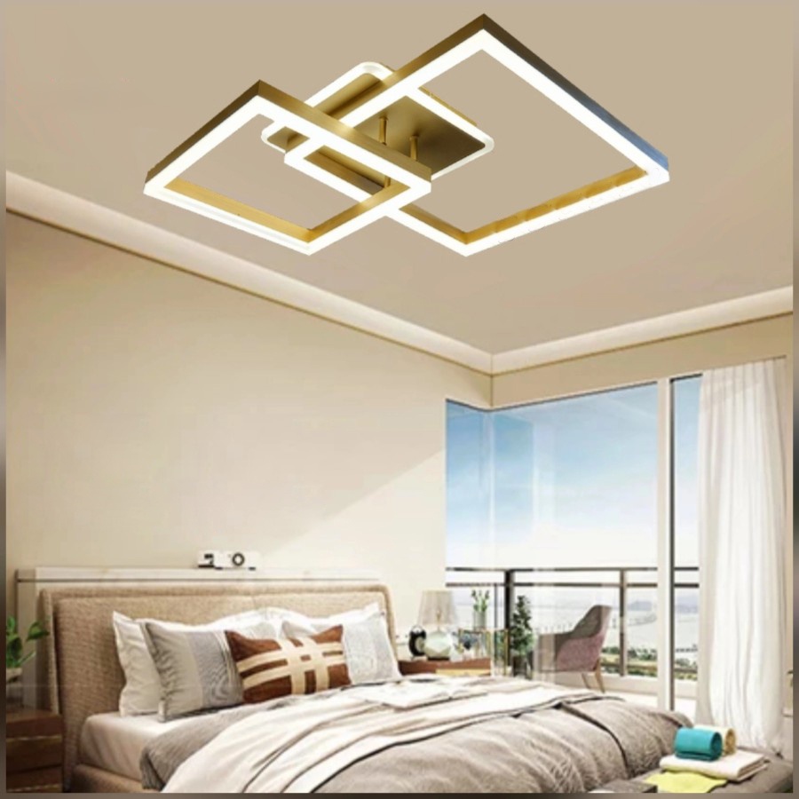 Jual Lampu hias tempel plafon MINIMALIS MODERN LED 2 SQUARE 3 warna ...