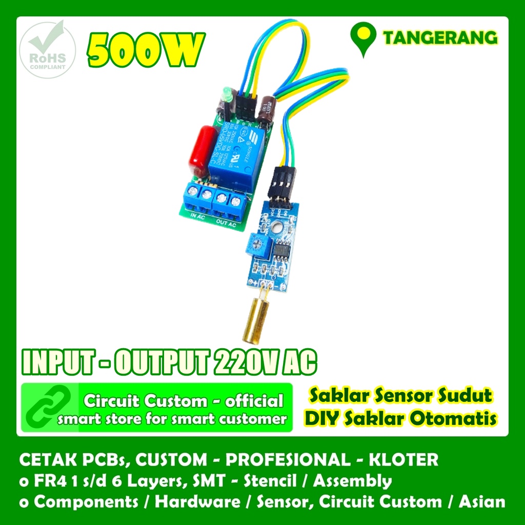 Jual Saklar Sensor Deteksi Kemiringan Otomatis AC 220V 500W DIY Tilt ...